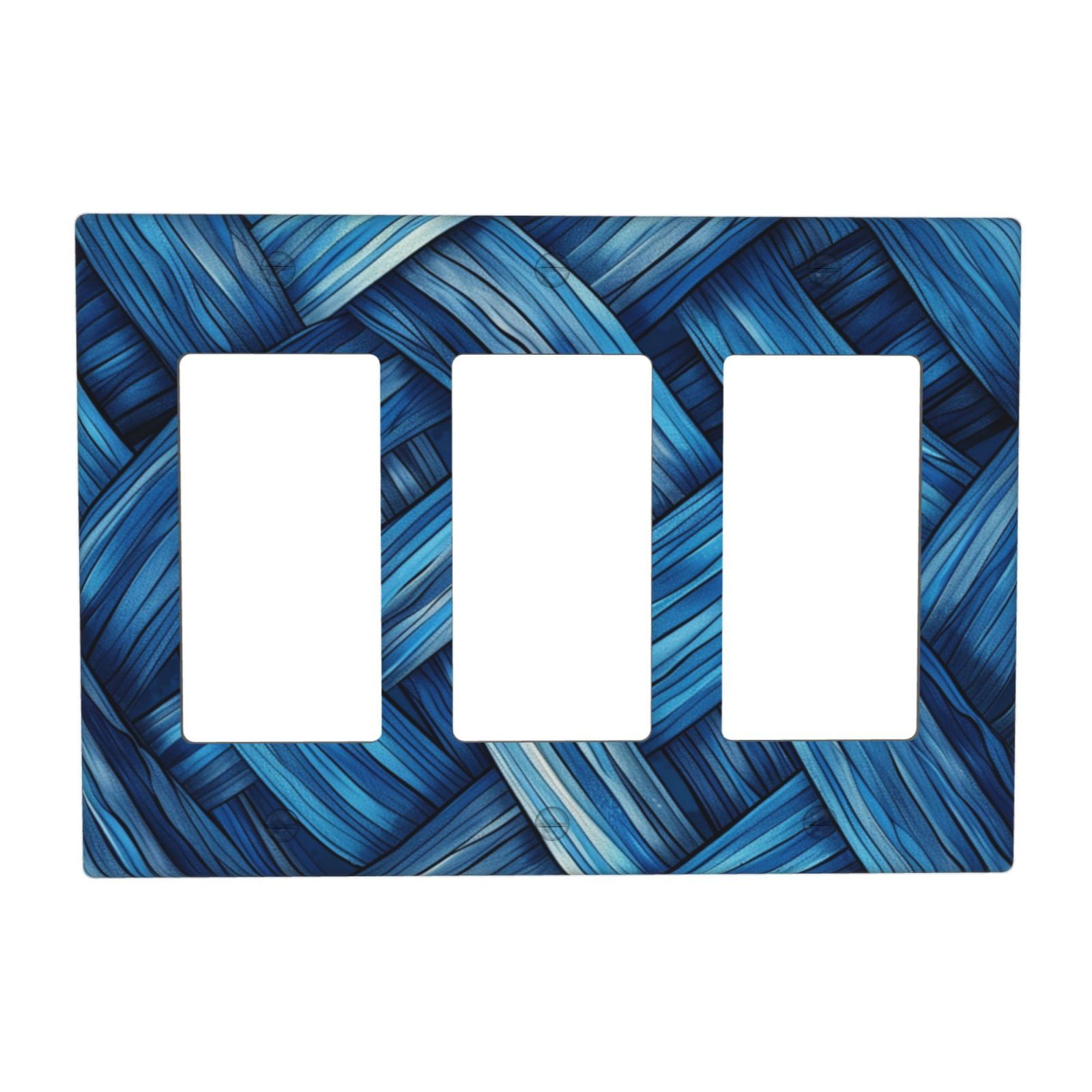 Blue Fabric Mix Drawing Style 3 Gang Toggle Light Switch Cover ...