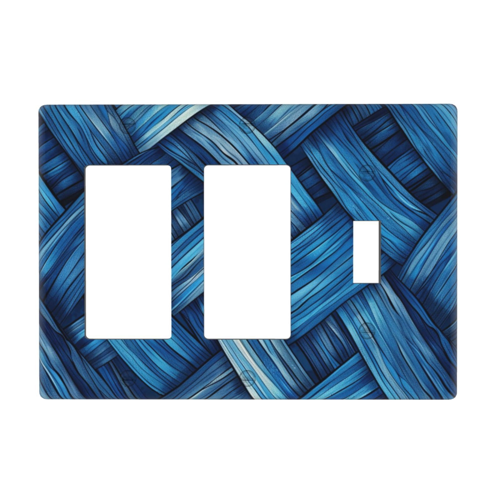 Blue Fabric Mix Drawing Style 3 Gang Toggle Light Switch Cover ...