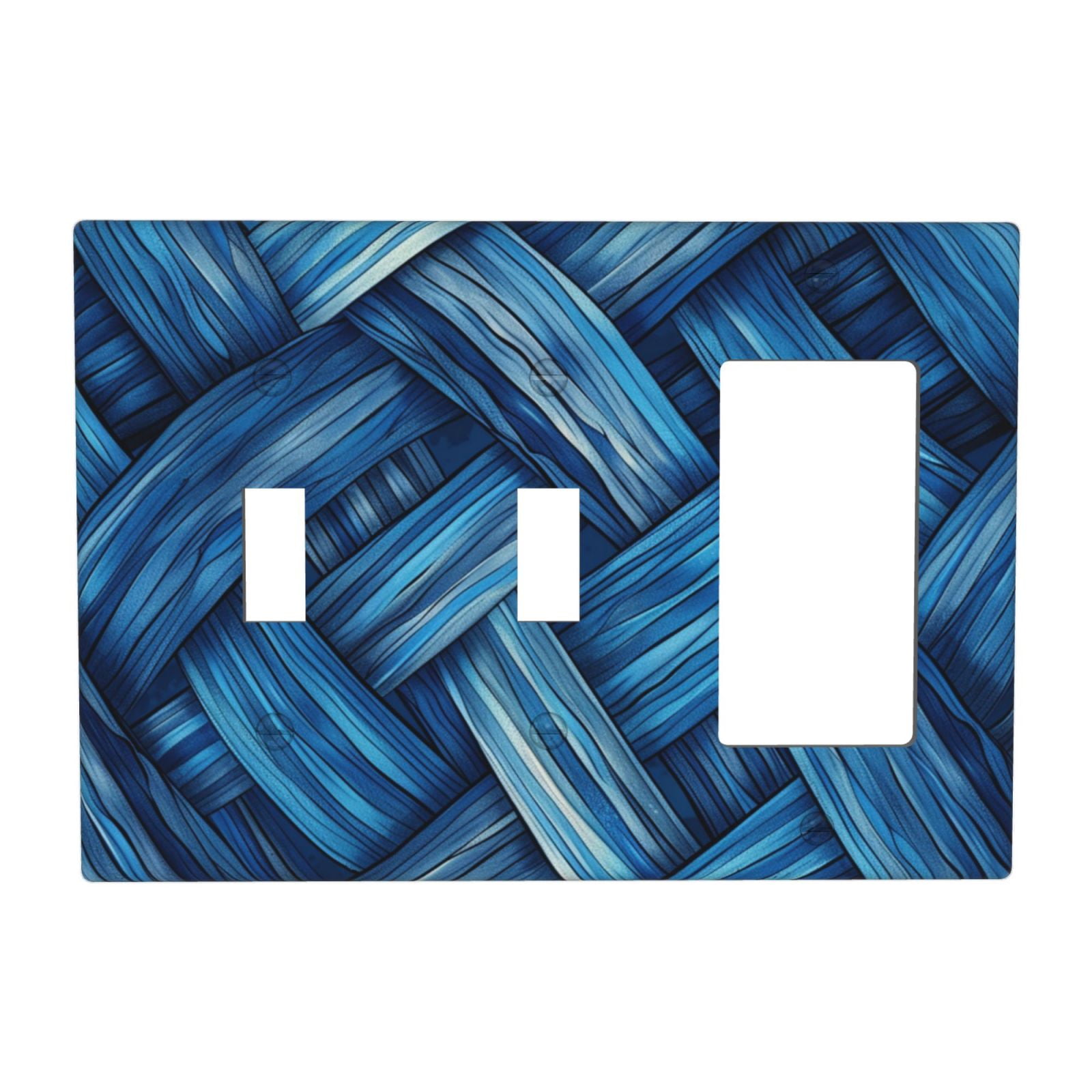 Blue Fabric Mix Drawing Style 3 Gang Toggle Light Switch Cover ...
