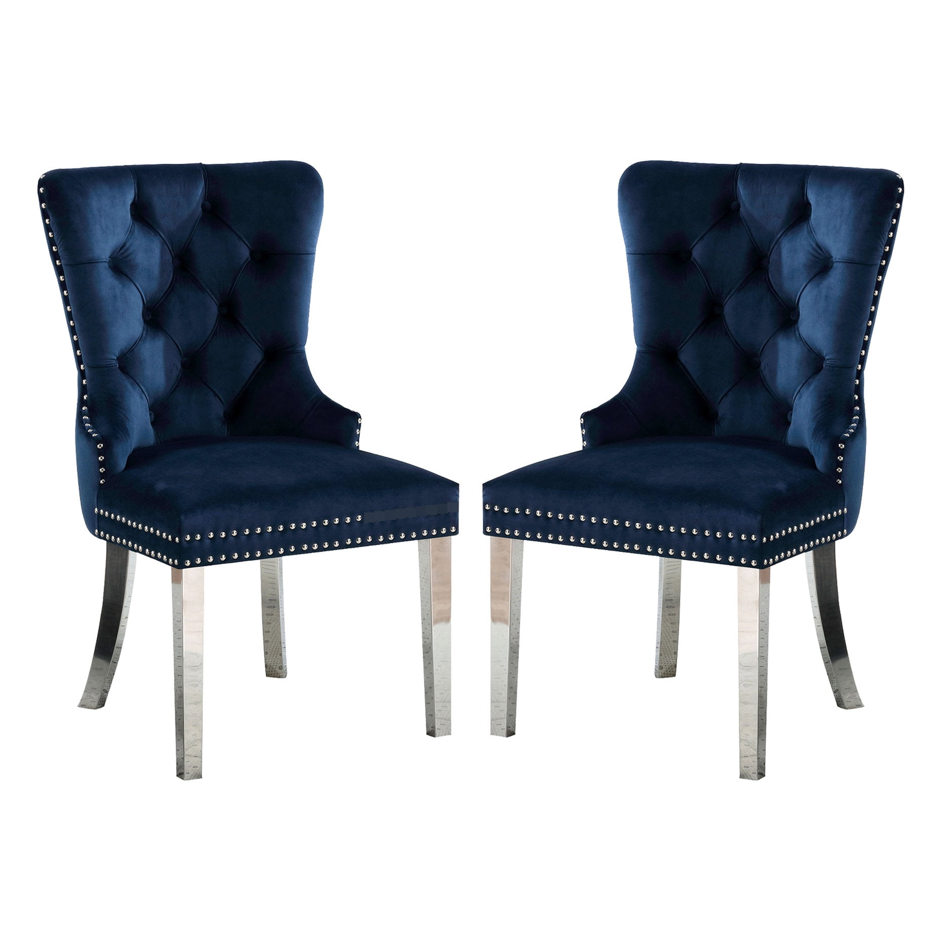 Blue Fabric, Wingback Design with Chrome Legs - Create Cozy Dining ...