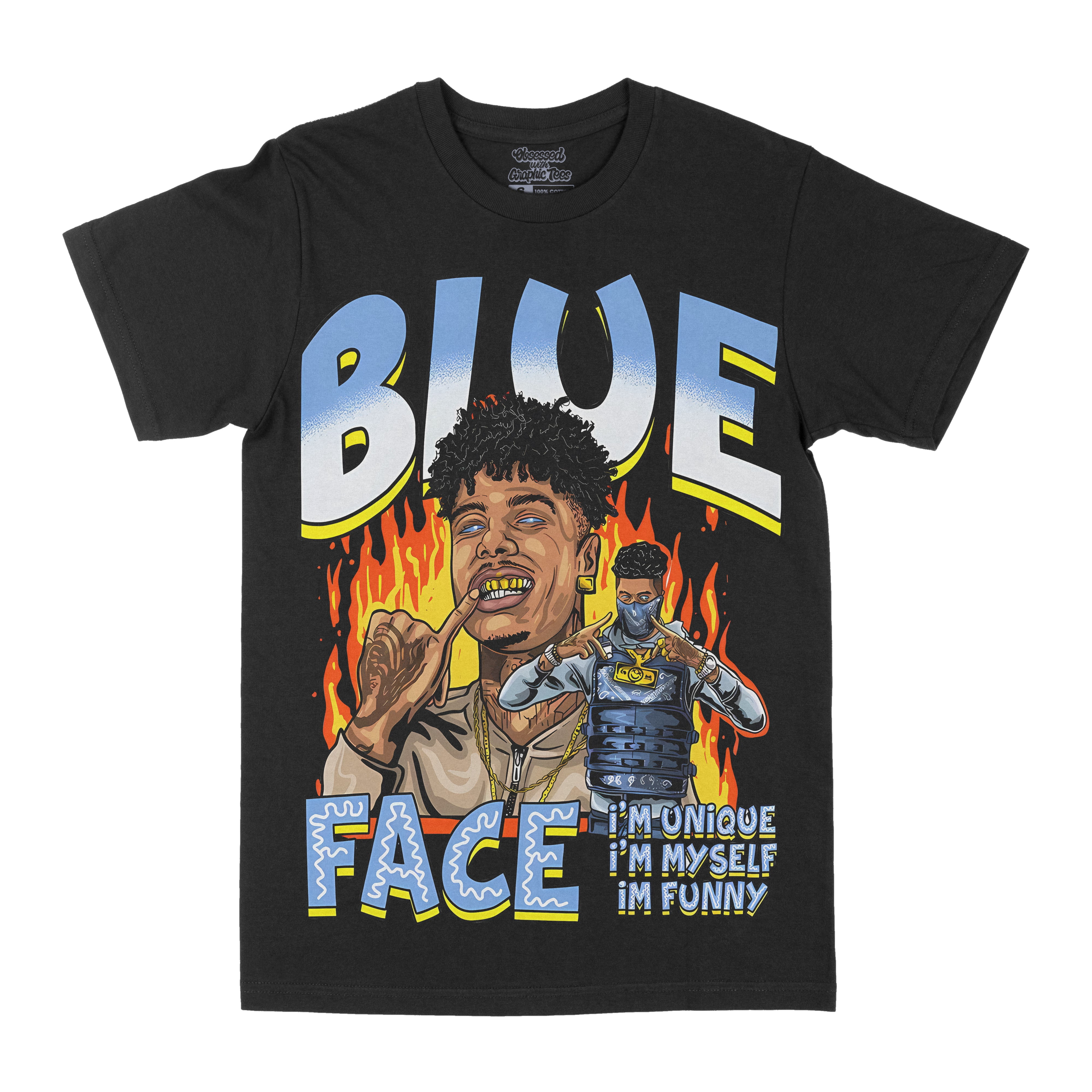 Blue Face Unique Graphic Tee T Shirt Unisex, Color: Charcoal, Size: S ...