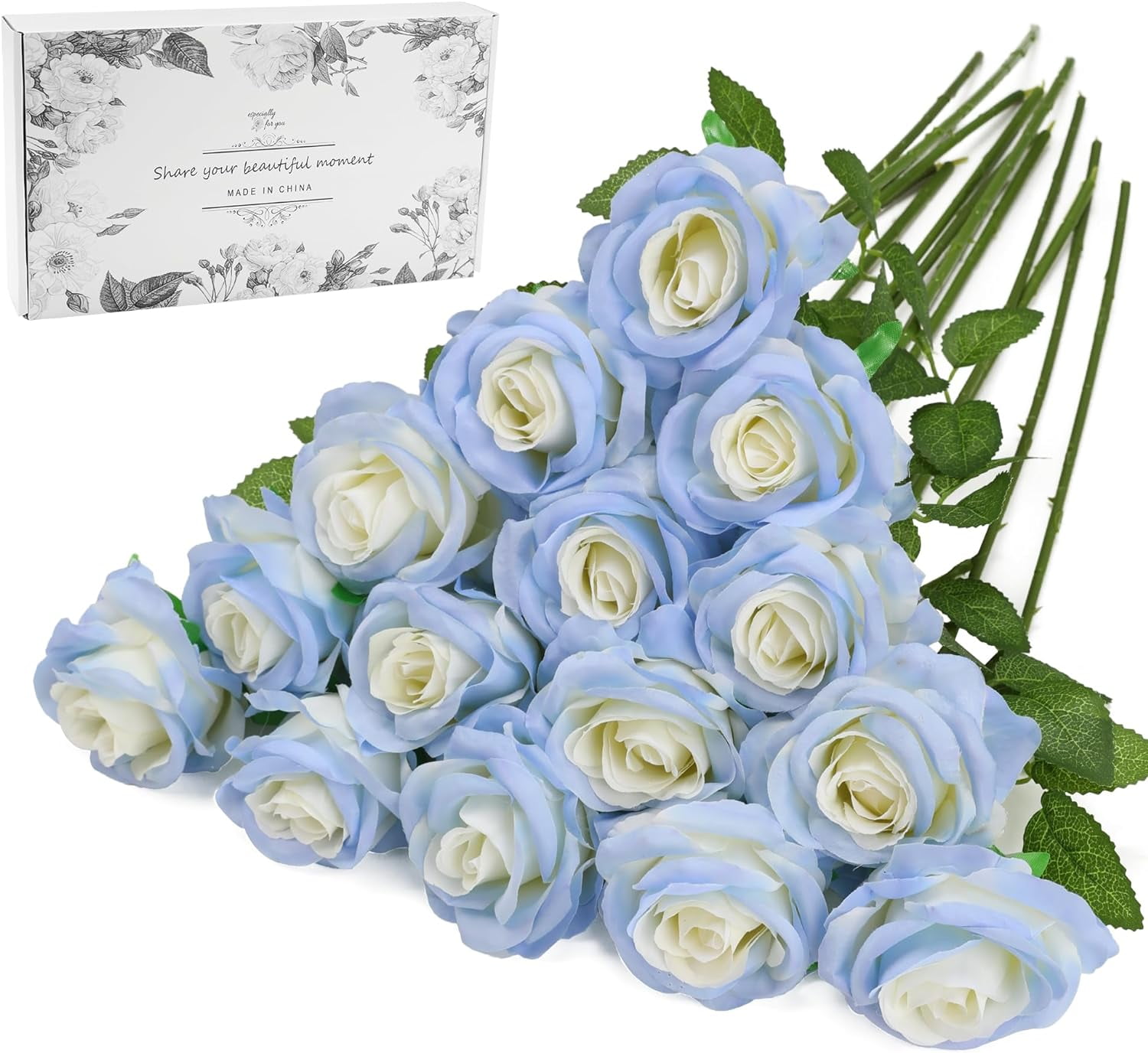 Blue Fake Roses Artificial Flowers - Fake Artificial Roses Silk Flowers ...