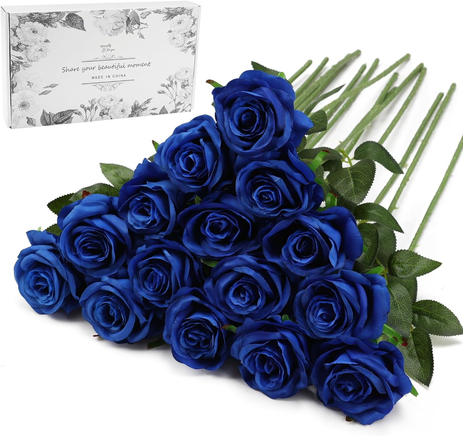 Blue Fake Roses Artificial Flowers - Fake Artificial Roses Silk Flowers ...
