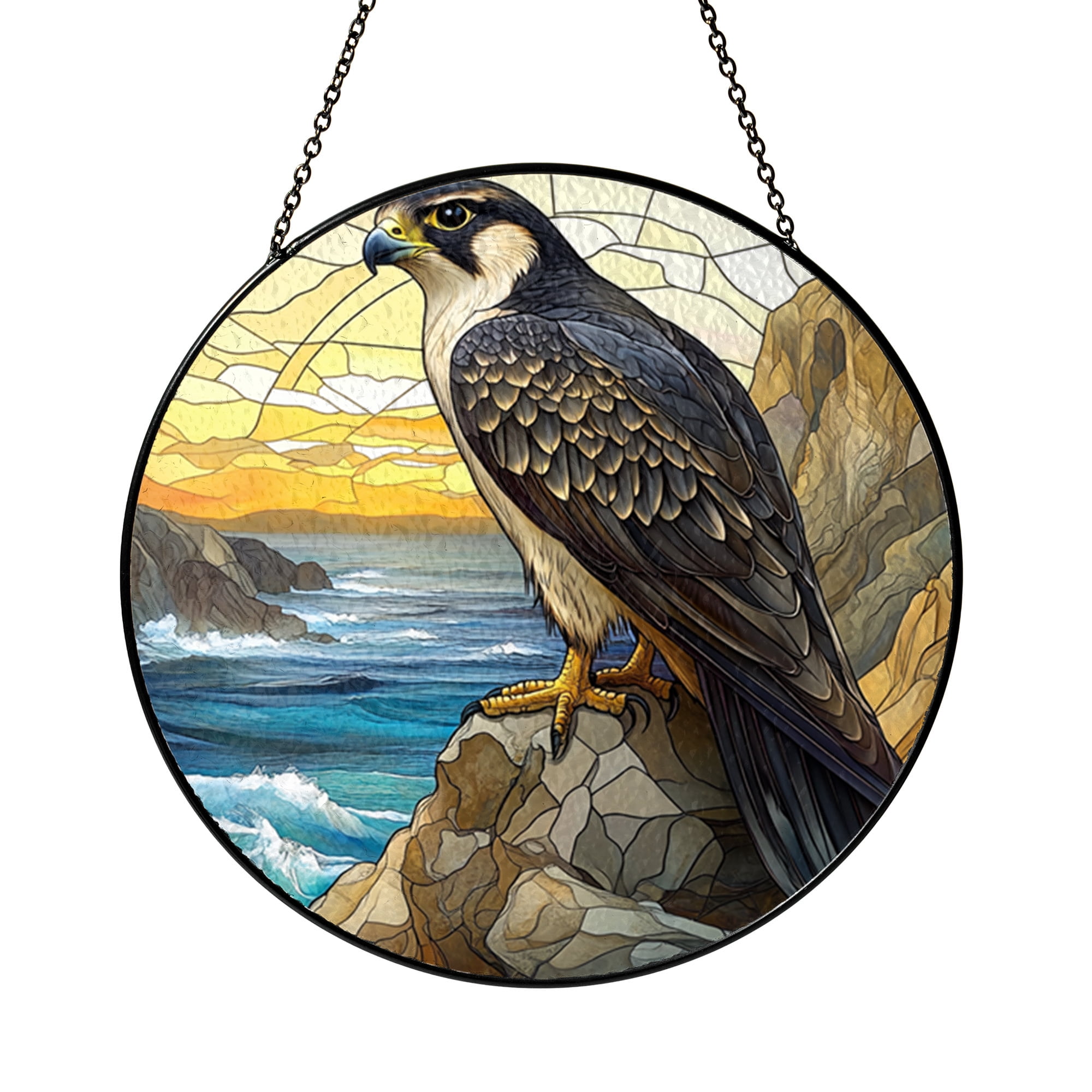 Blue Falcon Round Suncatcher Stained Glass Window Art for Bird and ...