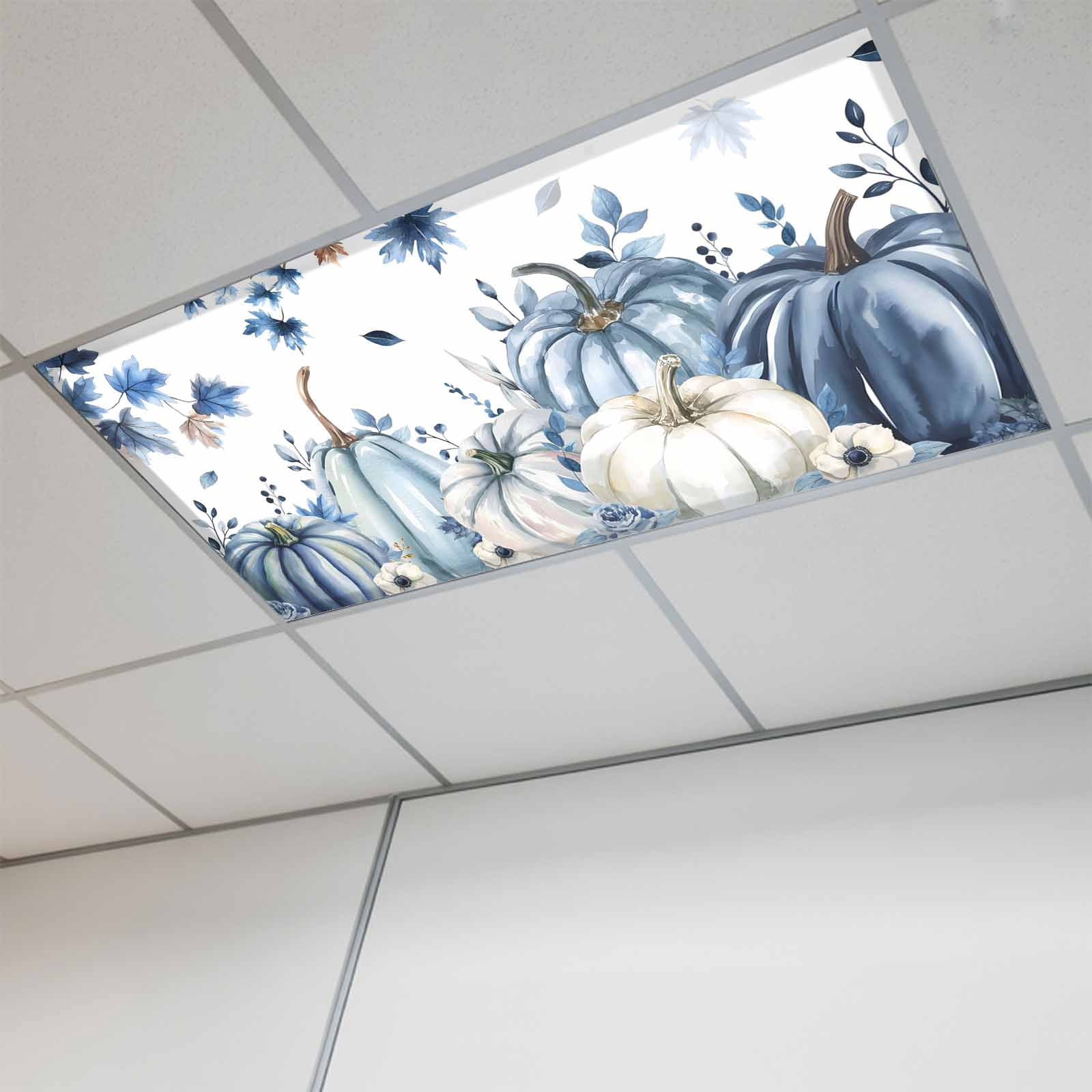 Blue Fall Pumpkins Fluorescent Light Covers, Maple Leaf Tree ...