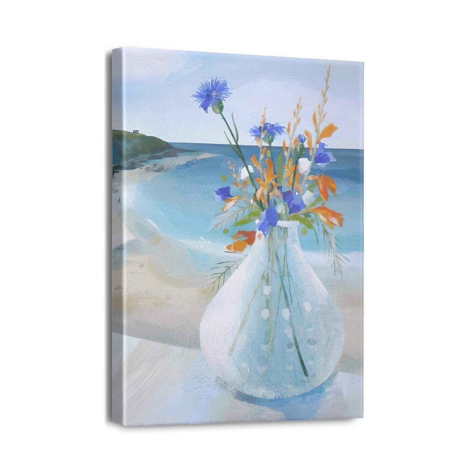 Blue Fantasy Bathroom Decor Wall Art, 12x16 Inch Framed Canvas Painting ...