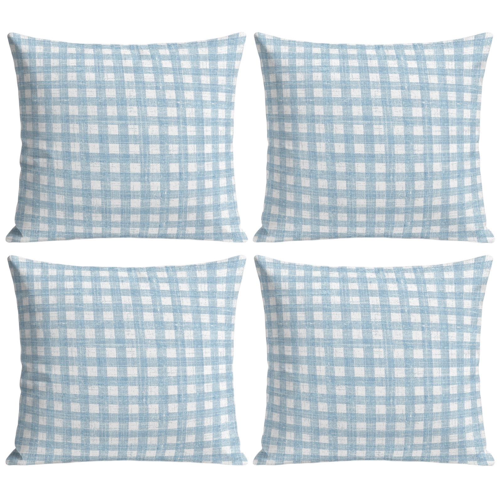 Blue Farmhouse Check Throw Pillow Covers 16 x 16 Inch Pillow Covers Set ...