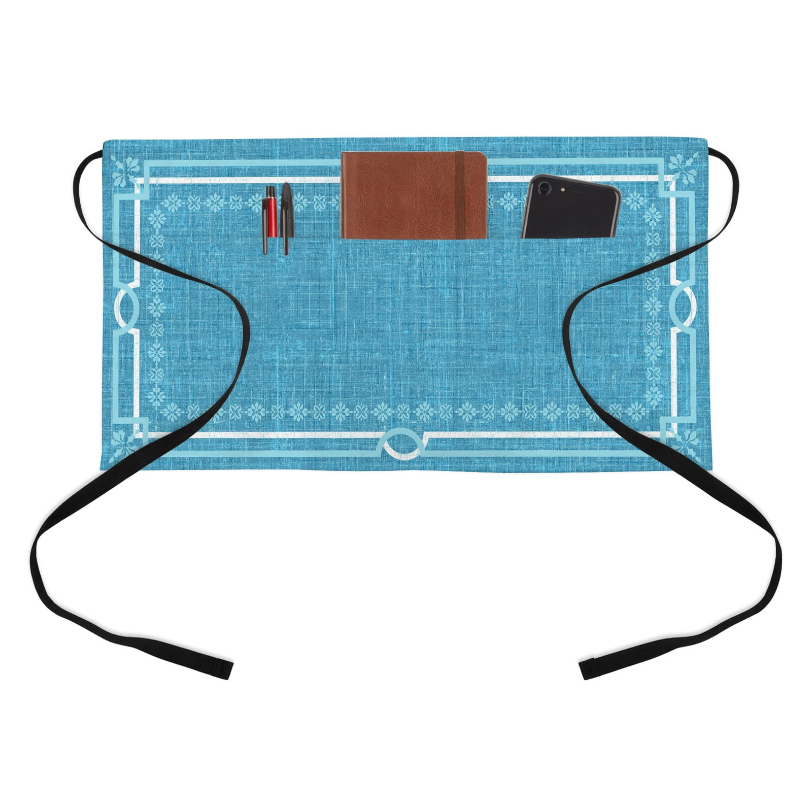 Blue Farmhouse Kitchen Restaurant Half Waist Apron, Linen Texture ...