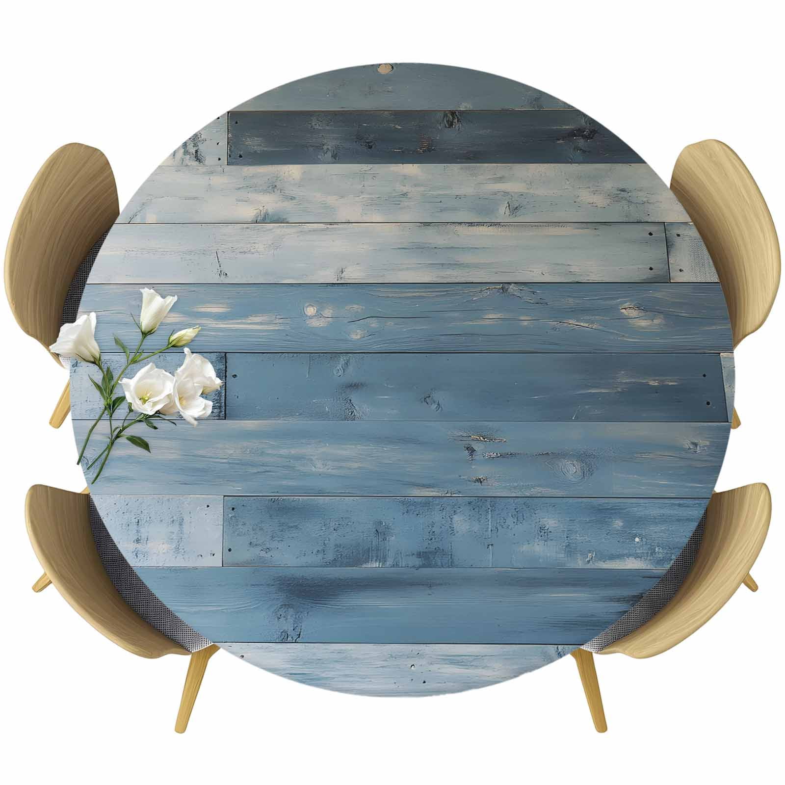 Blue Farmhouse Round Tablecloth 36-44 Inch Round Fitted Table Cloth ...