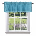 Blue Farmhouse Window Valance for Kitchen, Linen Texture Geometric ...