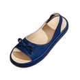 Blue Fashion Ladies Summer Bow Sandals Fish Mouth Flat Heel Solid Color ...