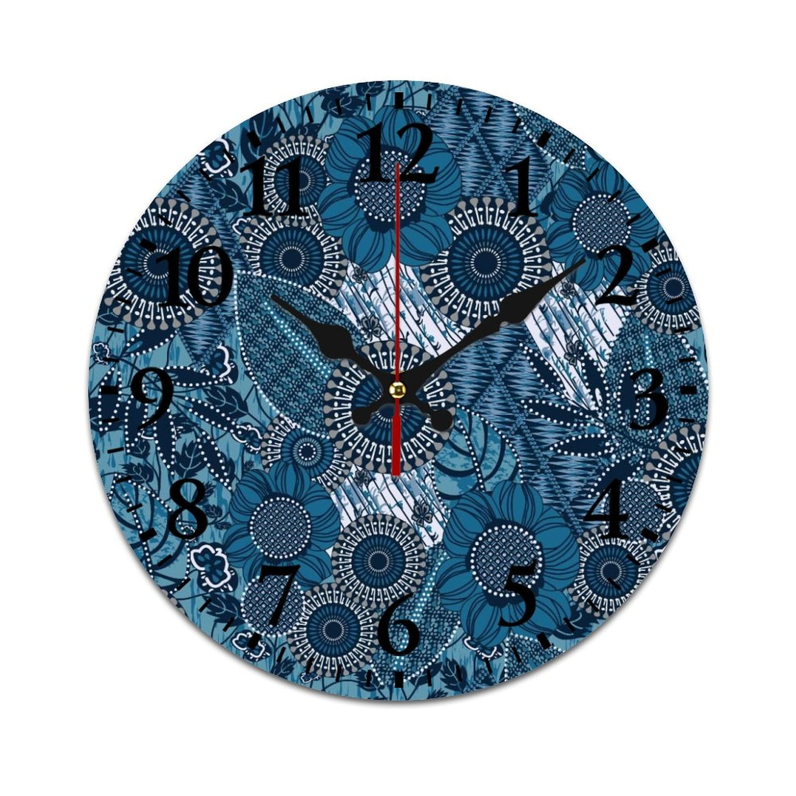 Blue Fashion Pattern Wall Clock Modern Design Clocks Wall Hanging Home ...