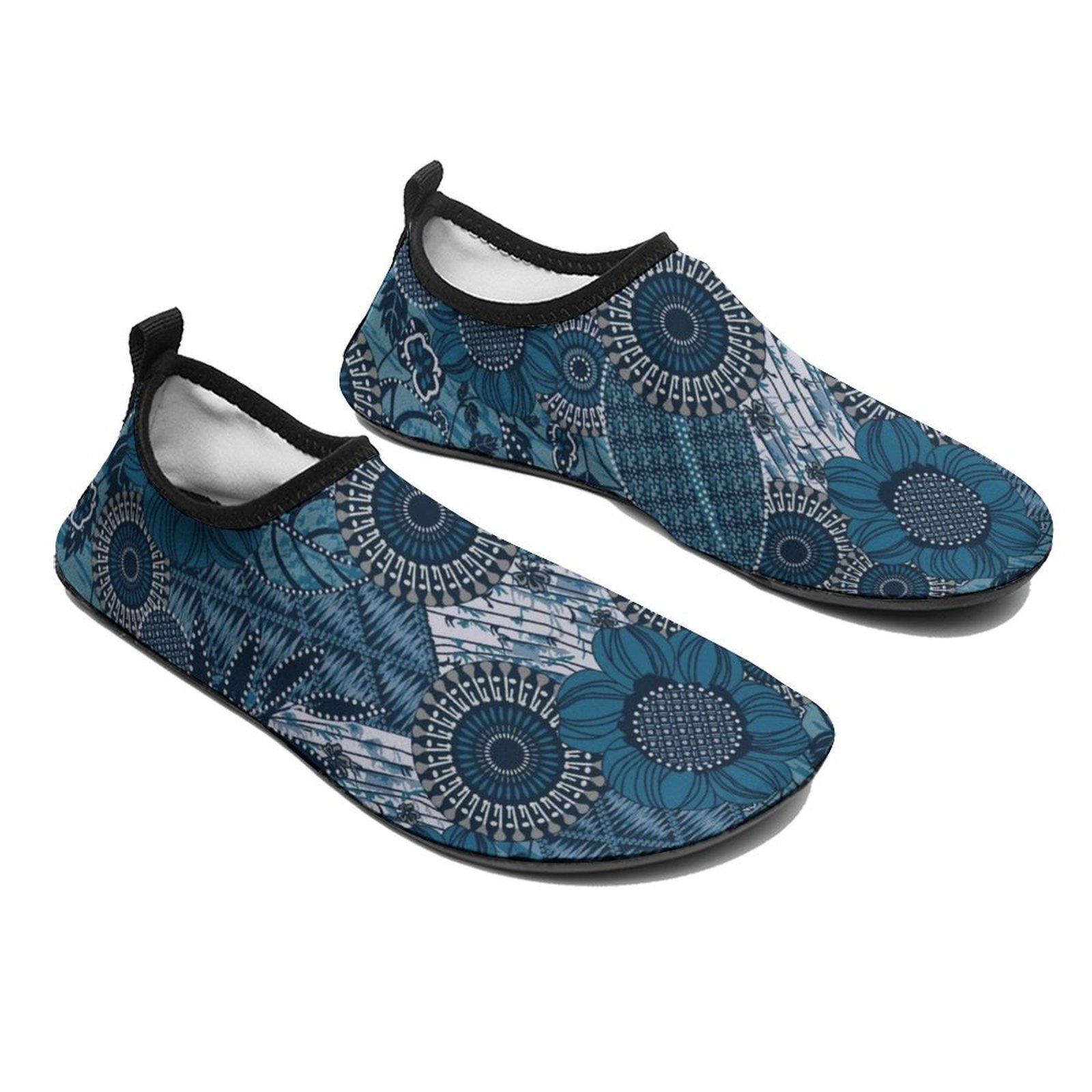 Blue Fashion Pattern Water Shoes Beach Slip-on Shoes for Men Women Swim ...