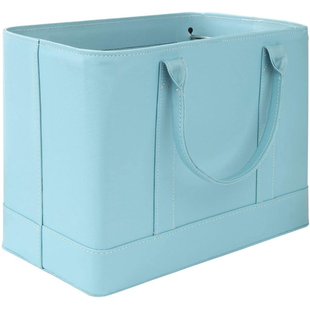Blue Faux Leather Business File Bag: Chic Document Organizer & Travel ...