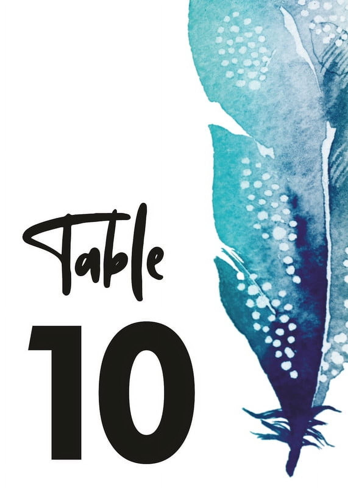 Blue Feather Design Table Number Cards Double Sided Party Table Numbers ...