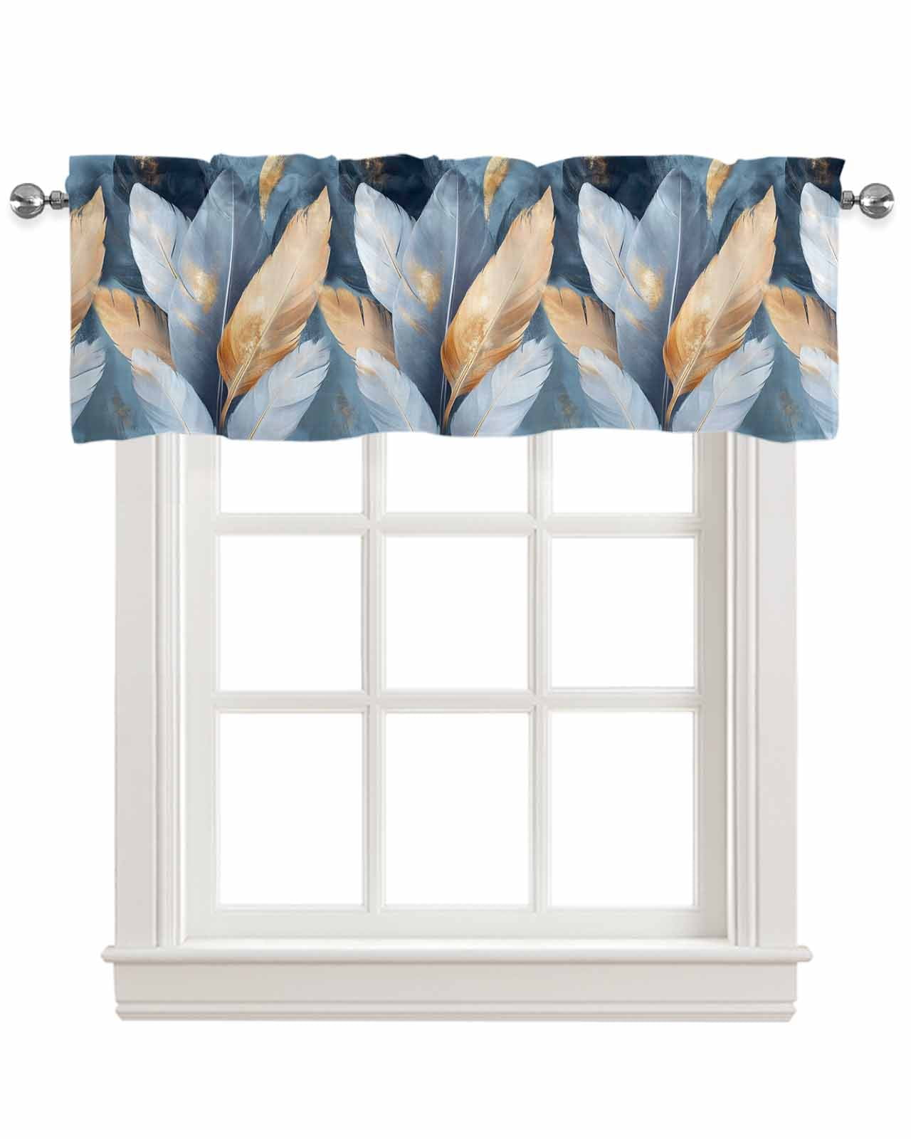 Blue Feather Kitchen Valances for Windows Farmhouse Linen Window ...