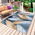 Blue Feather Outdoor Rug 5x7 Ft, Non Slip Washable Area Rug, Abstract ...