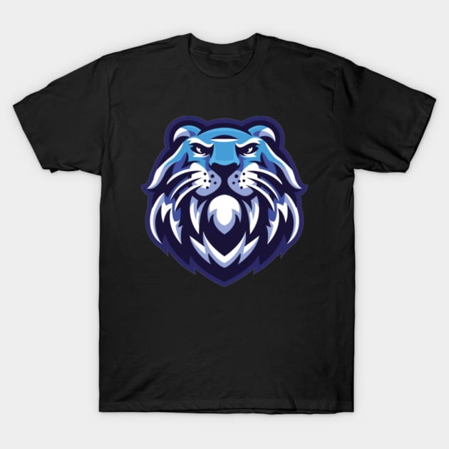 Blue Feline Head Bold Animal Graphic Modern Minimalist Unisex T-Shirt ...