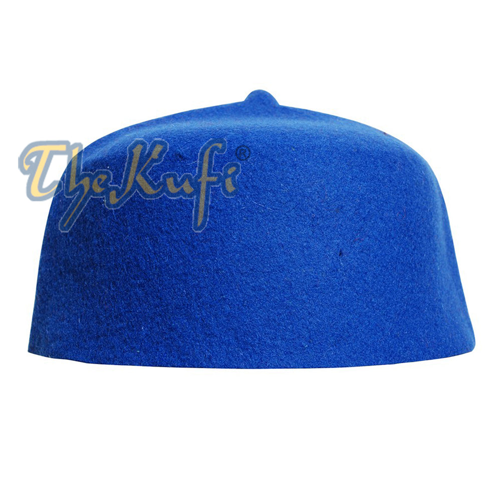 Blue Felt Wool Fez Hat With Tip Kufi Prayer Cap (XS-20"(50.8cm), Male ...