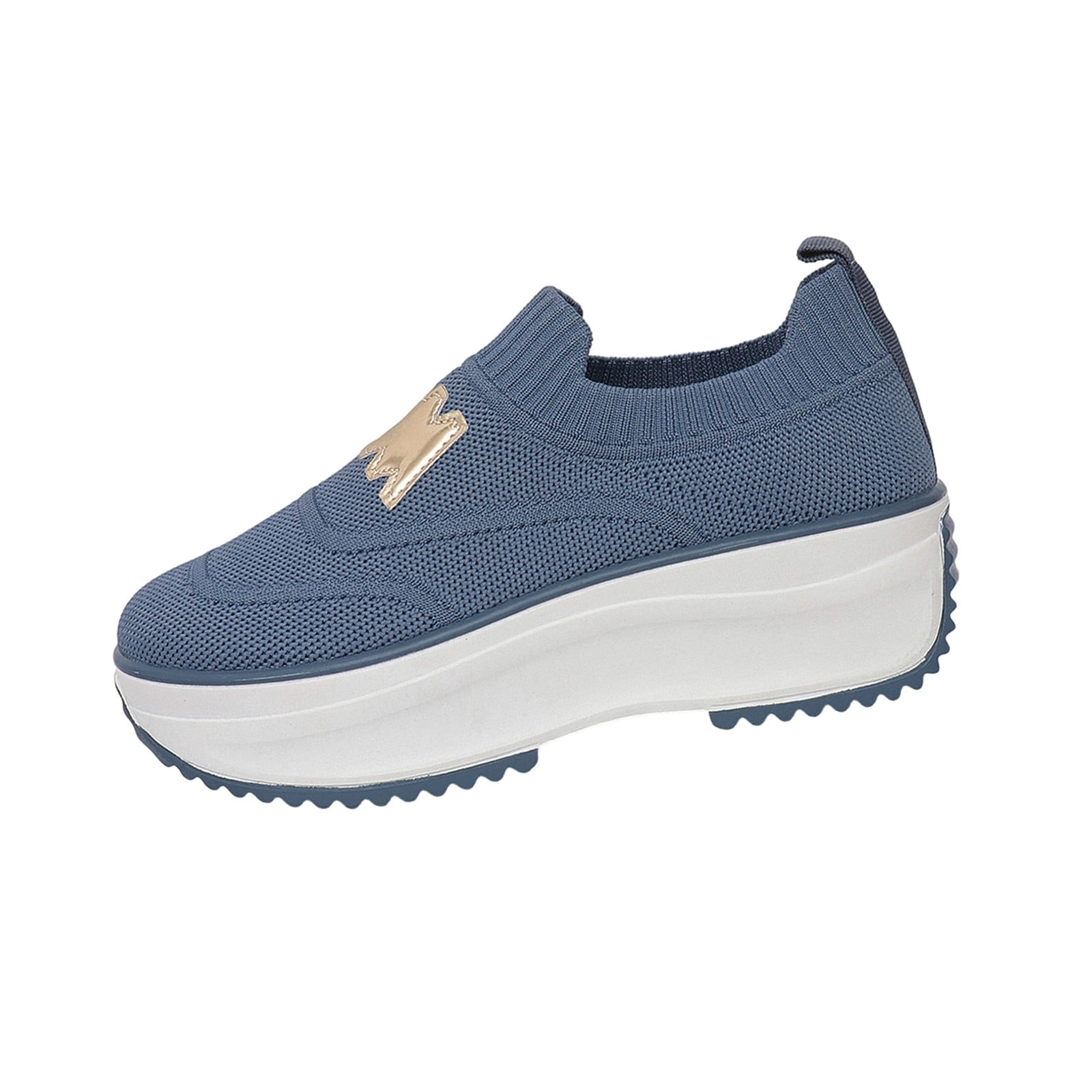 Blue Female Everyday Chic Cold Weather Fuzzy Lined Casual Footwear With ...
