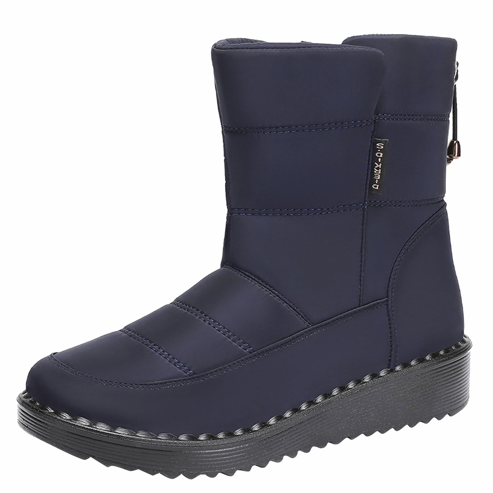 Blue Female Snow Boots With High Top And Plush Interior For Warmth And ...