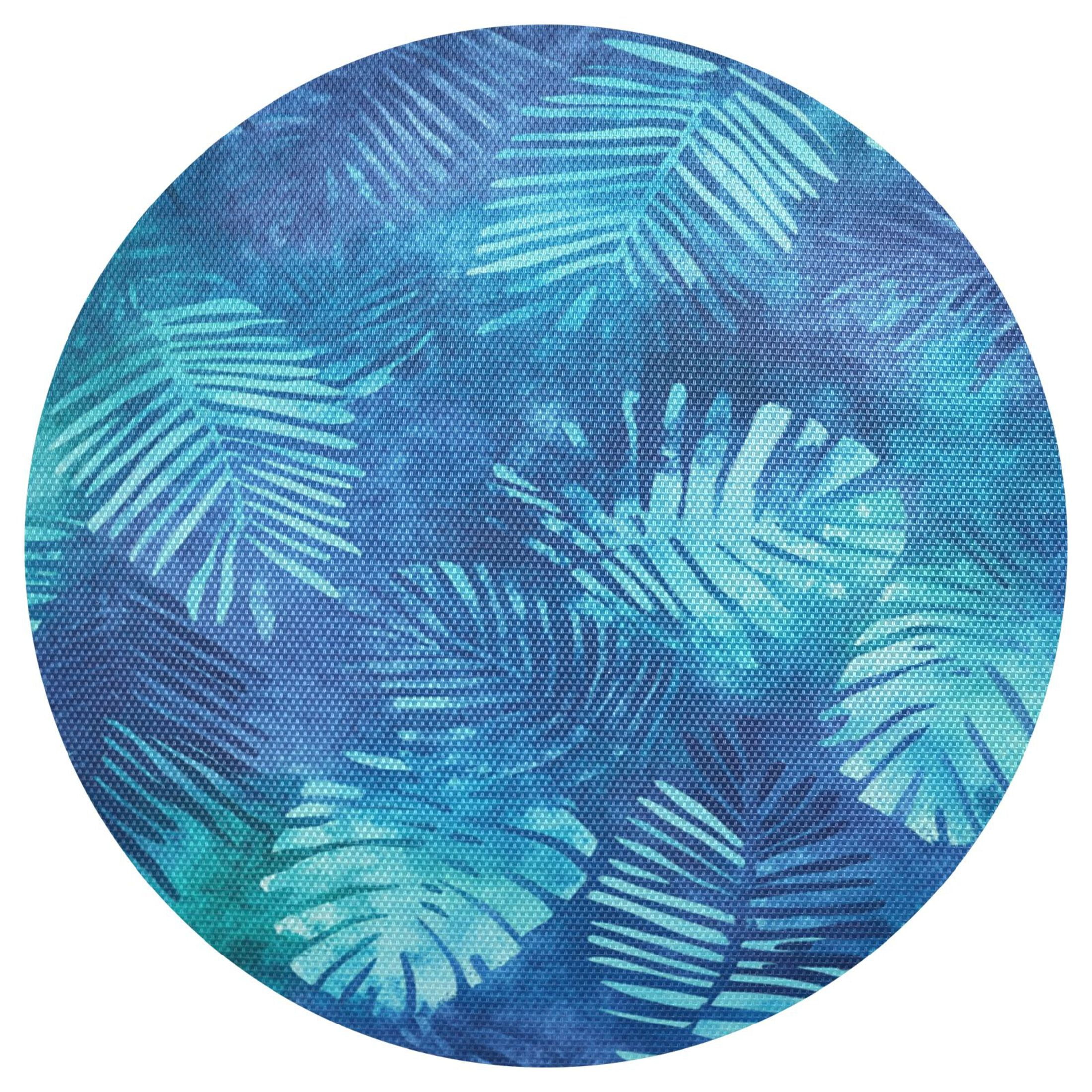 Blue Fern Print 6-Piece 15.4in Durable PVC Plate Mats, Heat-Resistant ...