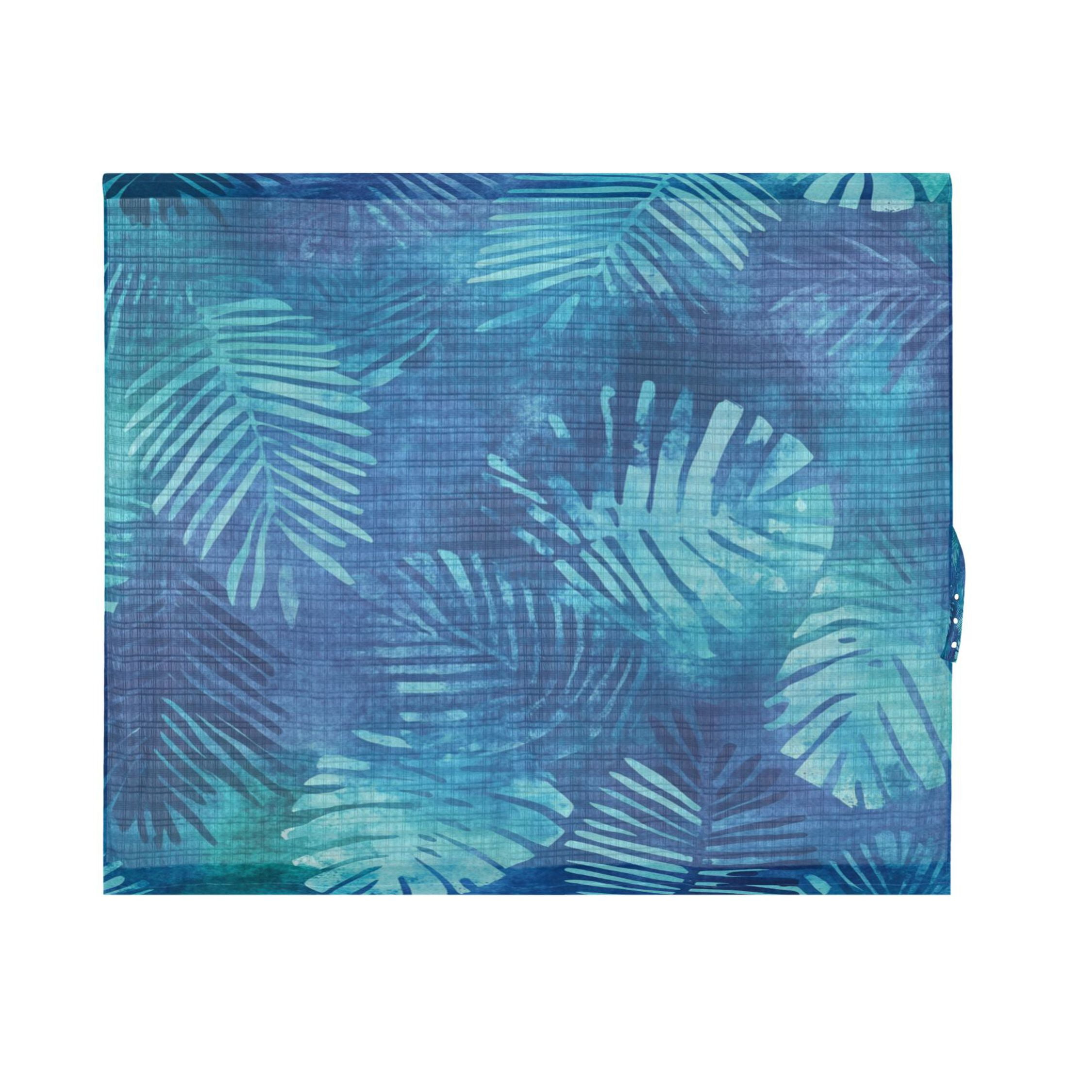 Blue Fern Print Door Panels 25x72in Breathable Mesh Privacy UV Blocking ...