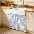 Blue Ferns Cabinet Curtains 35"W x 35"L, Spring Summer Botanical Leaves ...