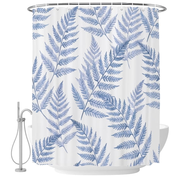 Blue Ferns Shower Curtains for Bathroom, Waterproof Fabric Bath ...