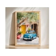 Blue Fiat Olive Tree Courtyard Print, Vintage Italian Travel Poster ...