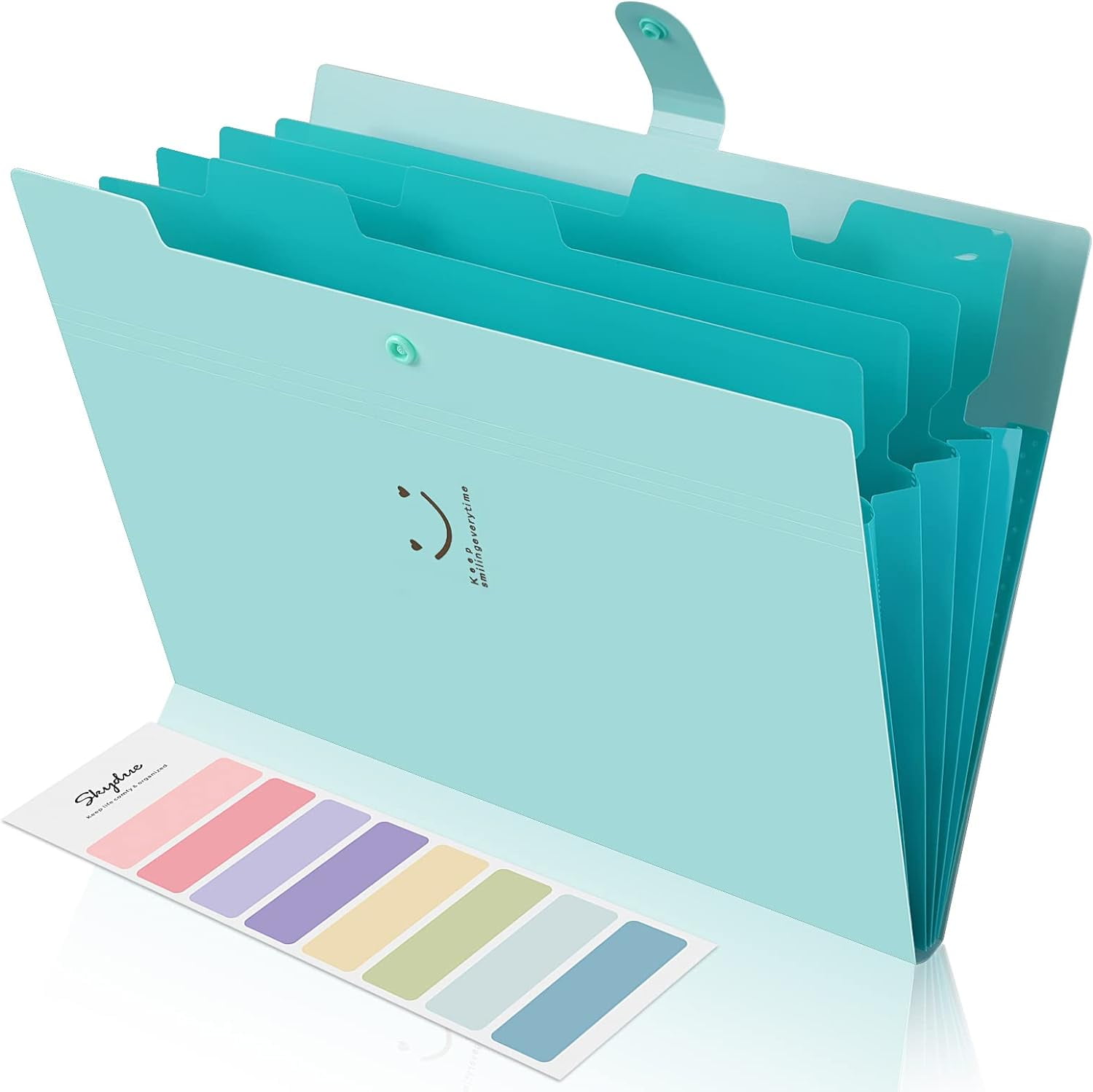 Blue File Folders with 5 Pockets, Cute Accordion File Organizer Labels ...