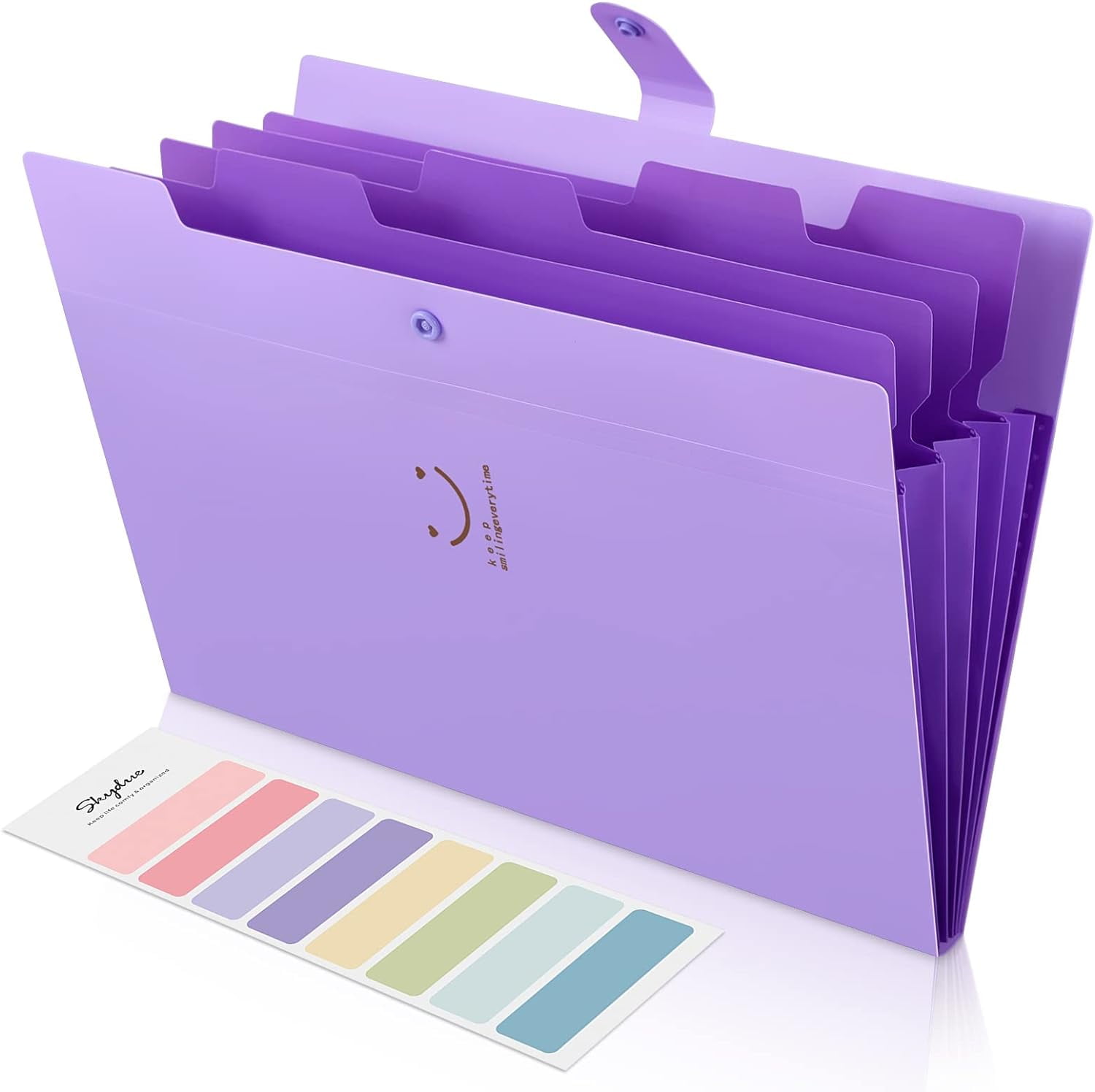 Blue File Folders with 5 Pockets, Cute Accordion File Organizer Labels ...