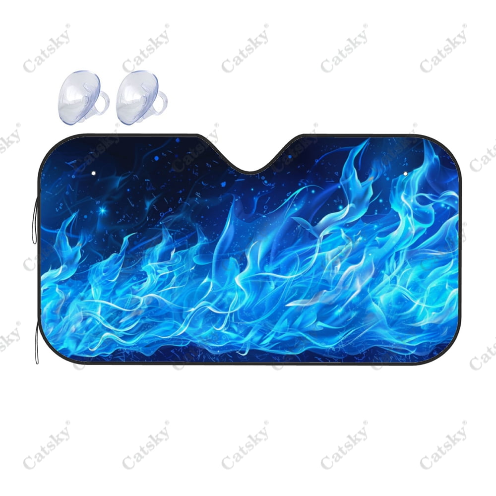Blue Fire Burning Flame Car Windshield Sunshade Front Auto Car ...