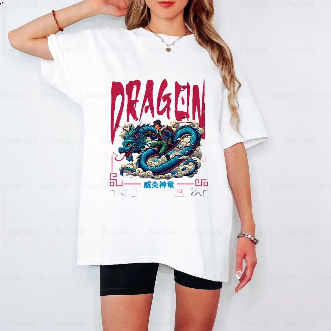 Blue Fire Dragon T-shirt, Sweatshirt, Hoodie with 90s Mythical Energy ...