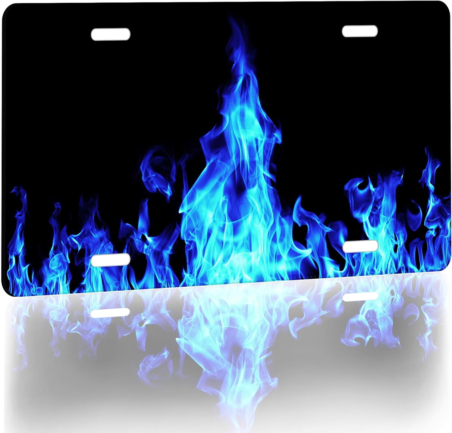 Blue Fire Flames License Plate, Funny License Plate Cover, Aluminum Car ...