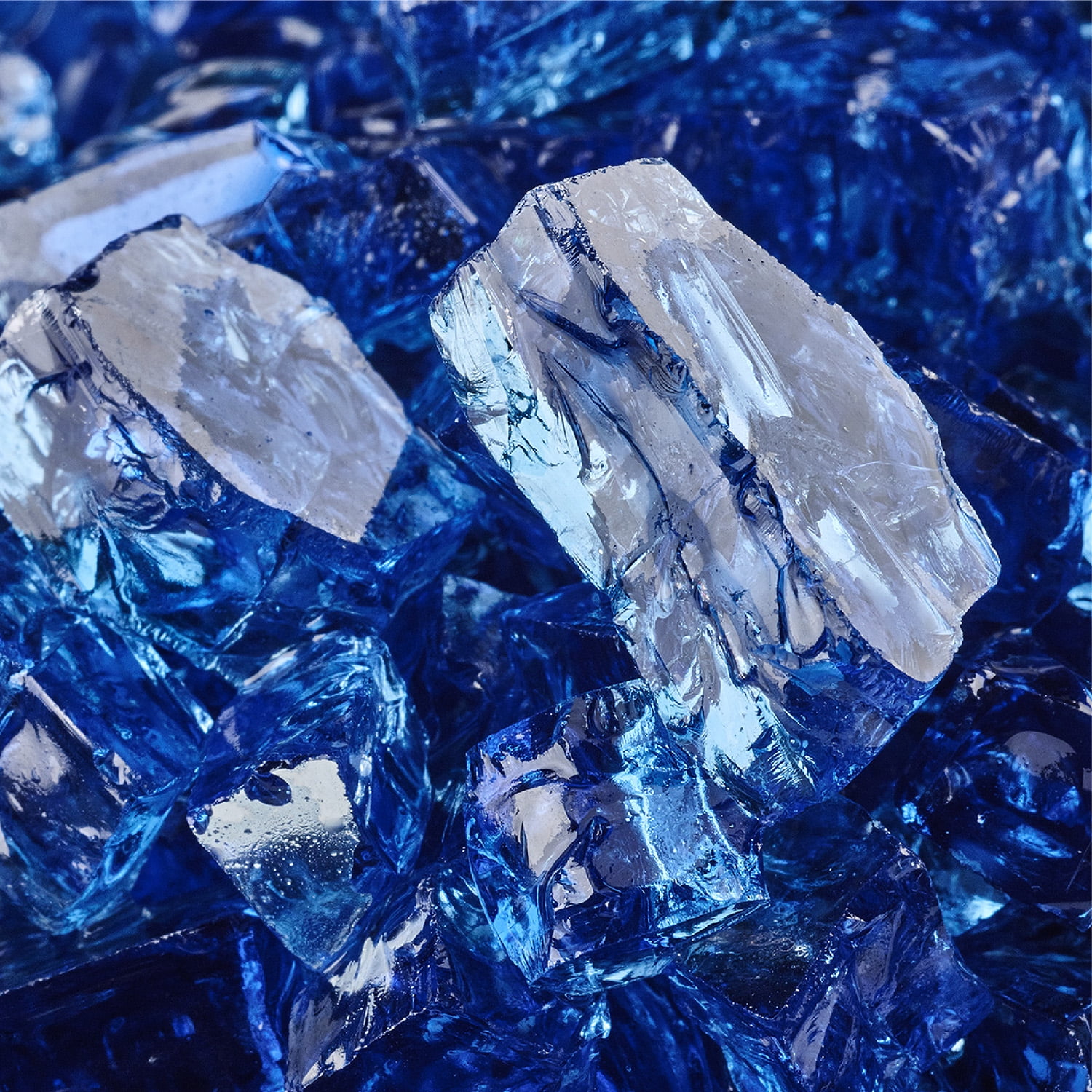 Blue Fire Glass | Deep Sea Blue, Original Fire Glass, 1/2", Reflective ...