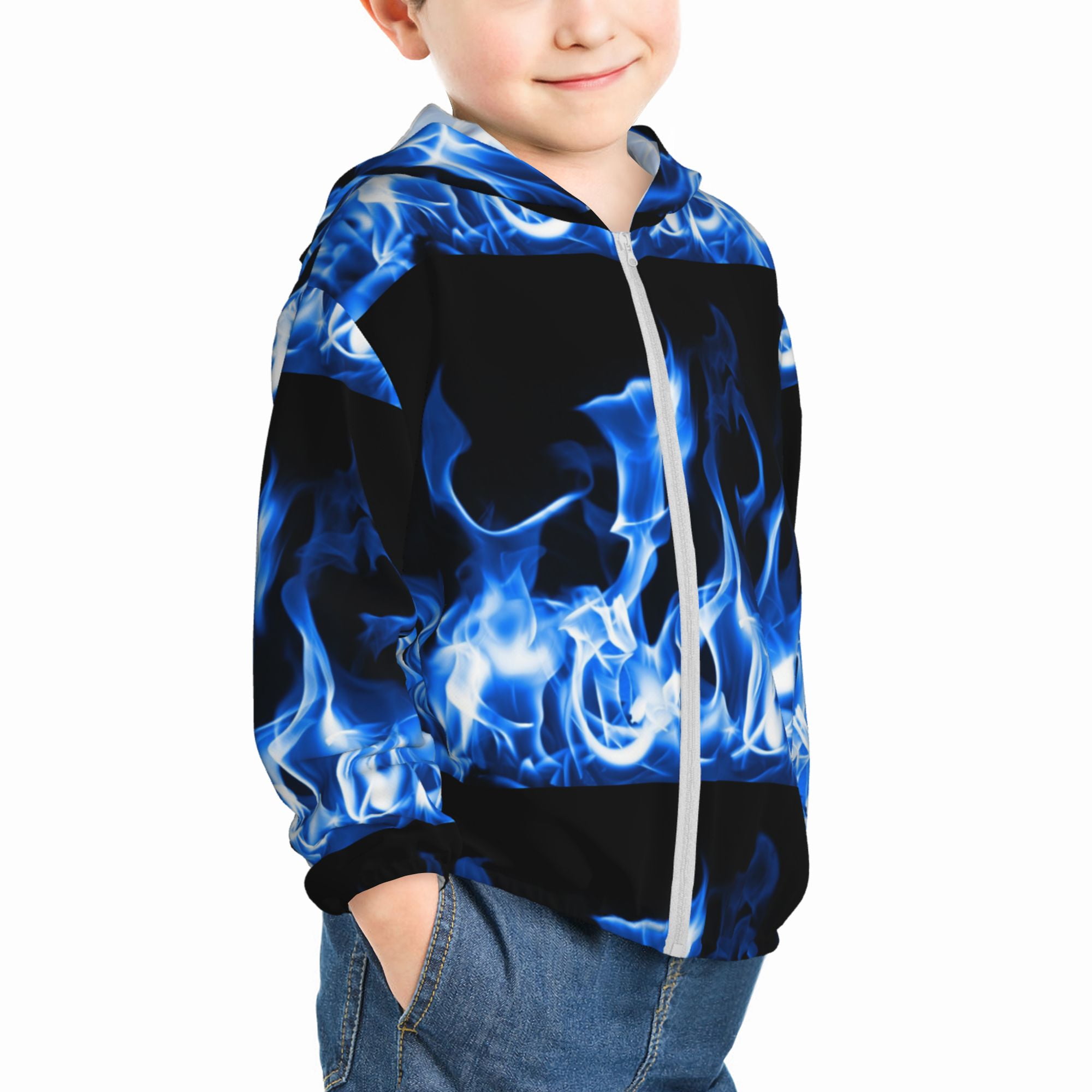 Blue Fire Kids Zip-Up Hoodie Girls Boys Sun Protection Jacket Hooded Cooling Shirt - Walmart.com