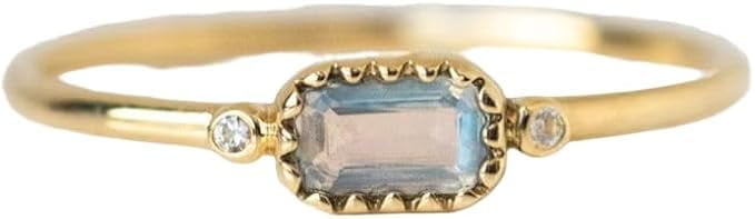 Blue Fire Labradorite Gemstone Ring, Natural Labradorite Tiny Ring, CZ ...