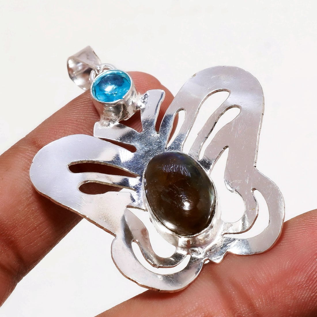 Blue Fire Labradorite London Blue Topaz Gemstone Pendant Jewelry 2.2 ...