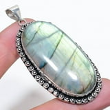 Blue Fire Labradorite Oval Shape Gemstone Pendant Handmade Jewelry 2.3 ...