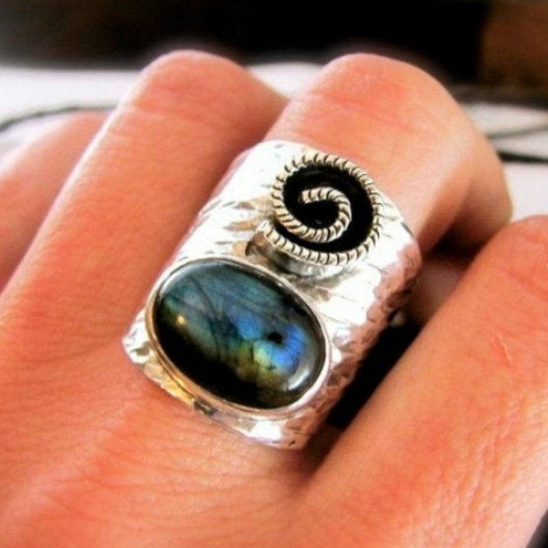 Blue Fire Labradorite Ring, 925 Silver Ring, Oval Cut Stone Ring ...