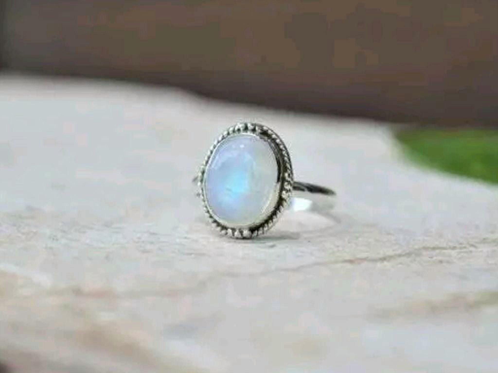Blue Fire Moonstone Ring, 925 Pure Silver Pendant, Minimalist Ring ...