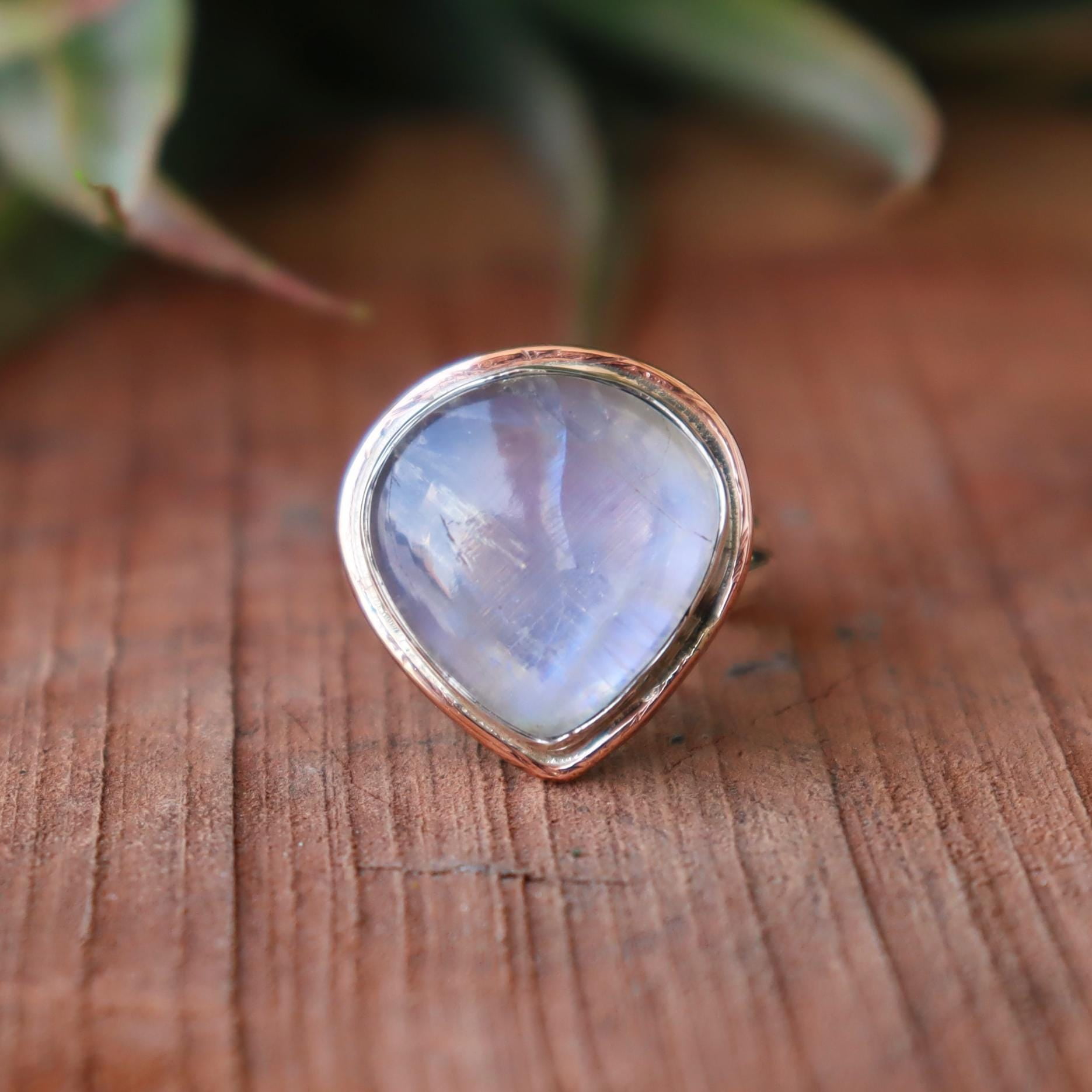 Blue Fire Moonstone Ring, 925 Sterling Silver Ring, Natural Moonstone ...