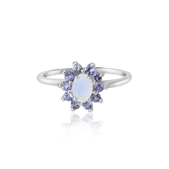Blue Fire Moonstone Vintage Ring-Unique Moonstone Engagement Ring ...