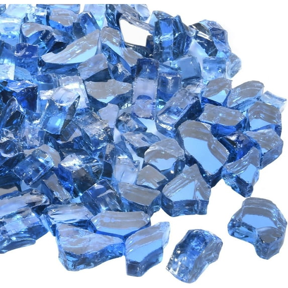 Blue Fire Pit Glass, 10 Pounds High Luster Reflective Tempered Glass ...