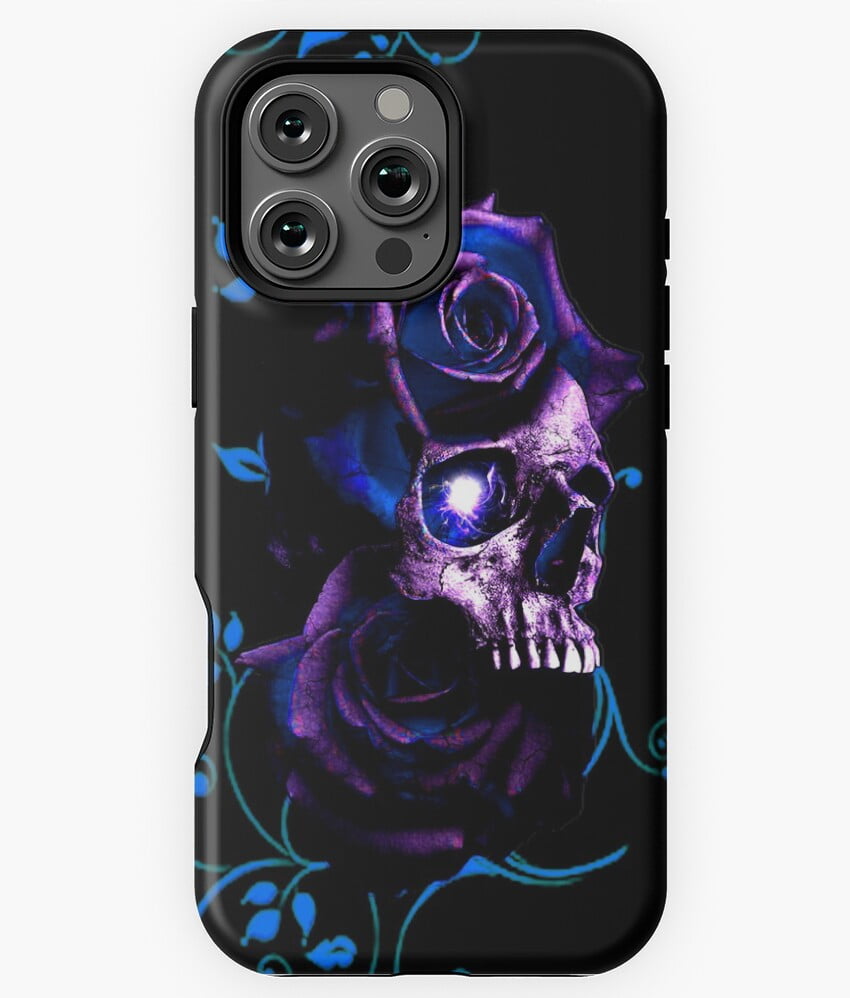 Blue Fire Skeleton with Black and Blue Roses M11695 Phone case for ...