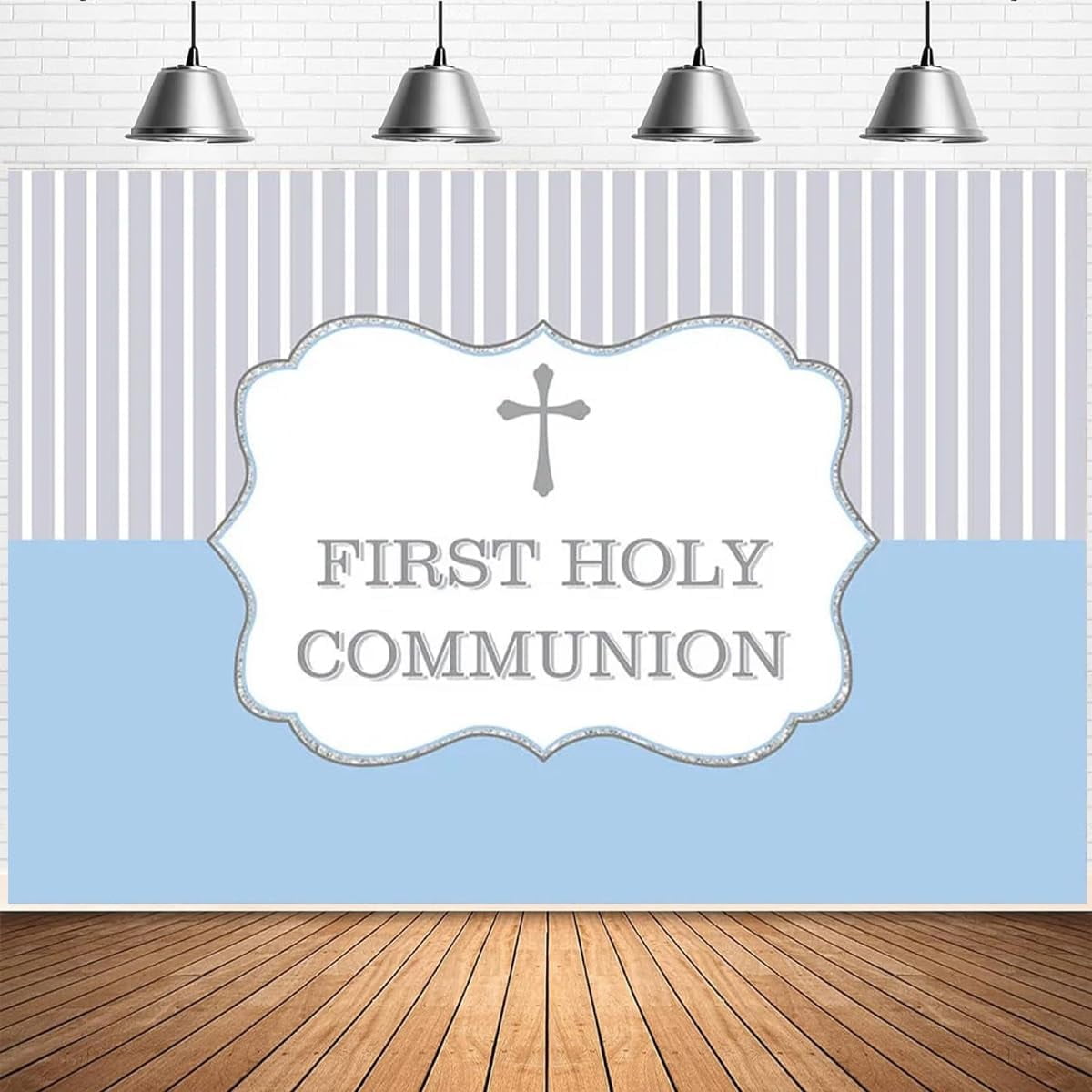 Blue First Holy Communion Christening Party Backdrop for Photography ...