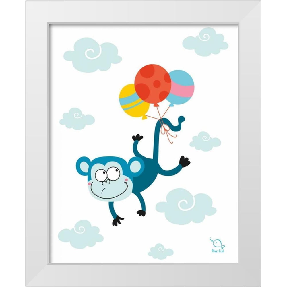 Blue Fish 12x14 White Modern Wood Framed Museum Art Print Titled ...