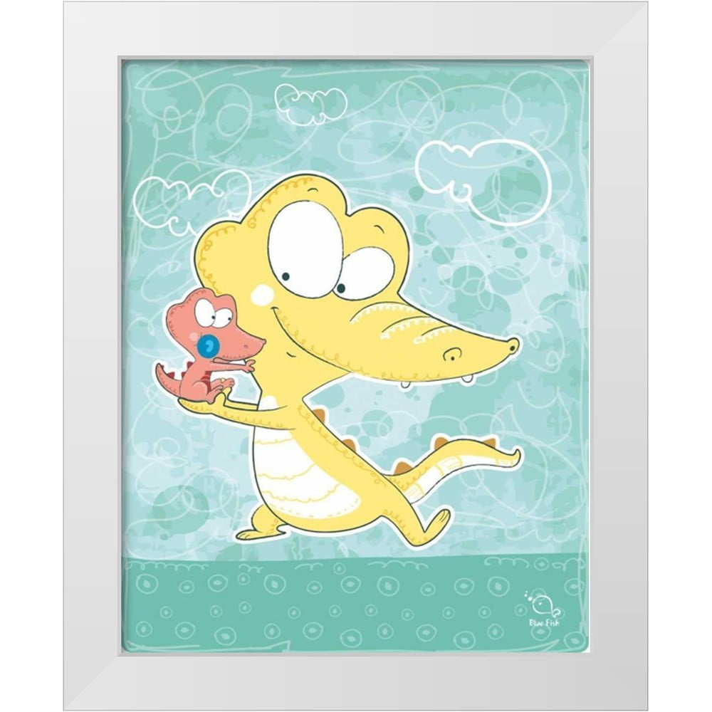 Blue Fish 15x18 White Modern Wood Framed Museum Art Print Titled ...
