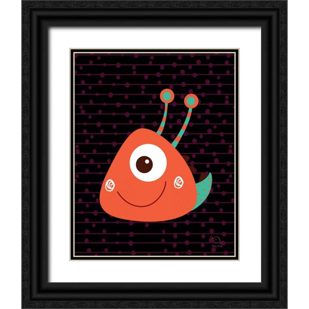 Blue Fish 26x32 Black Ornate Wood Framed with Double Matting Museum Art ...